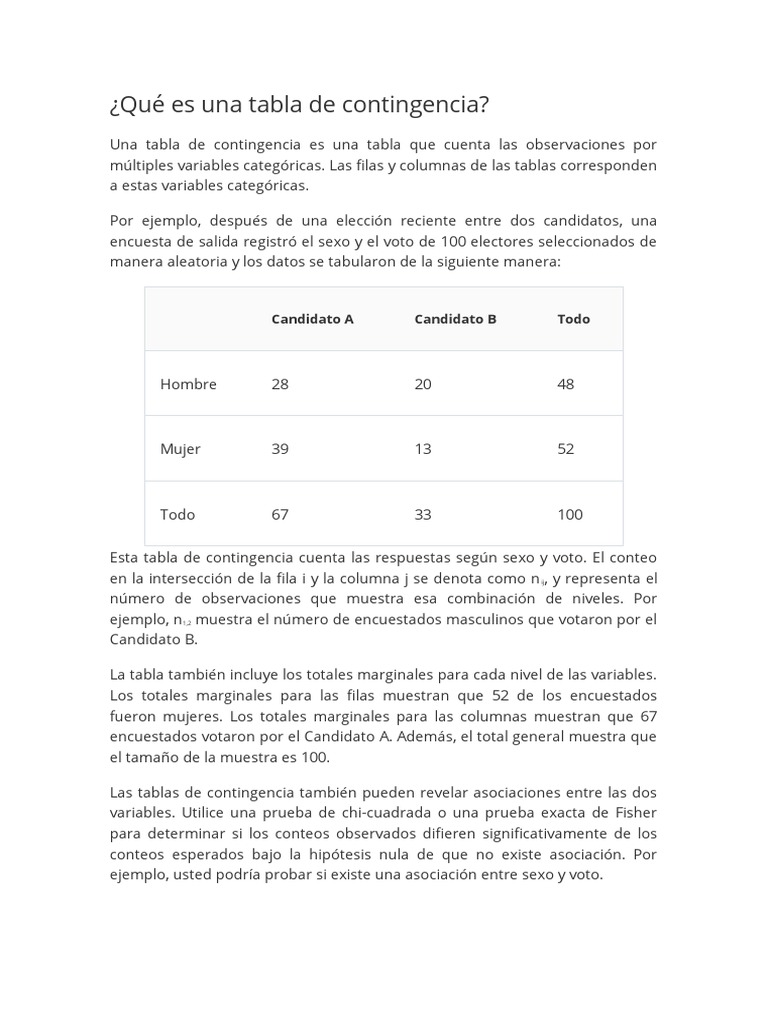 Qué Es Una Tabla de Contingencia | PDF | Metodología | Estadísticas