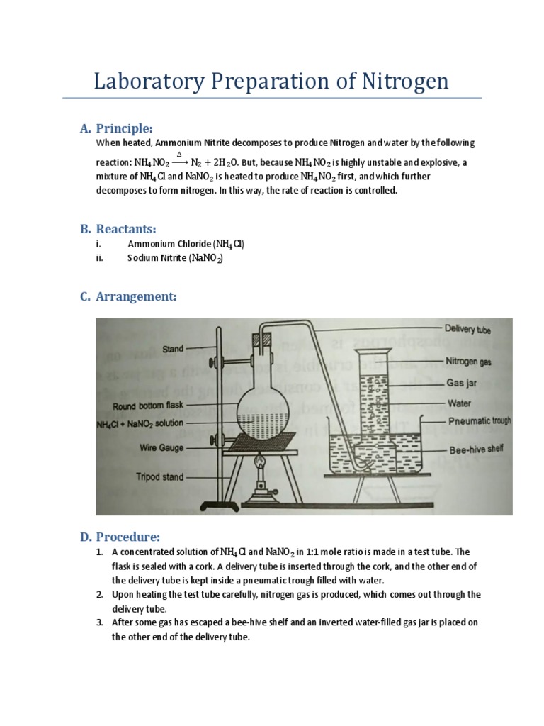 Laboratory Nitrogen Preparation Method | PDF | Art | Science & Mathematics