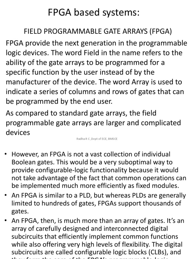 FPGA Based Systems:: Radha R C, Dept of ECE, BMSCE | Download grátis ... FPGA Based Systems:: Radha R C, Dept of ECE, BMSCE | Download grátis ...