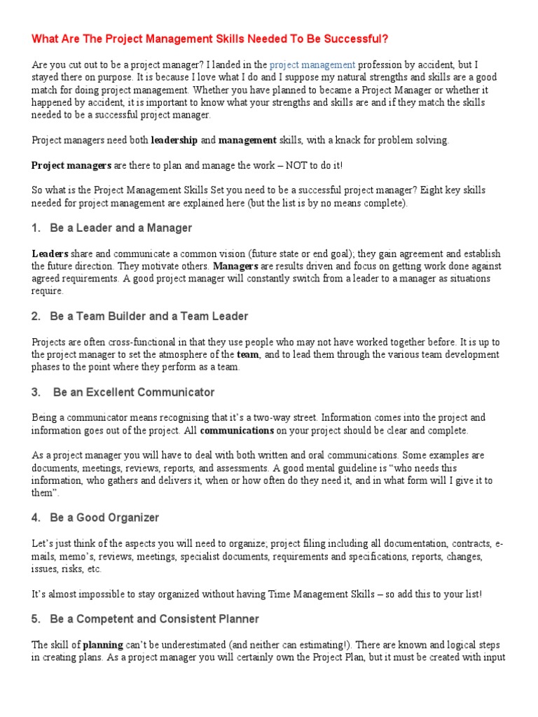 Project Management Key Skills | PDF | Project Management | Negotiation