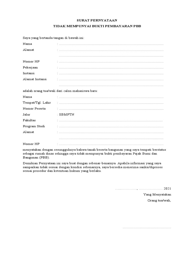 Surat Pernyataan PBB | PDF