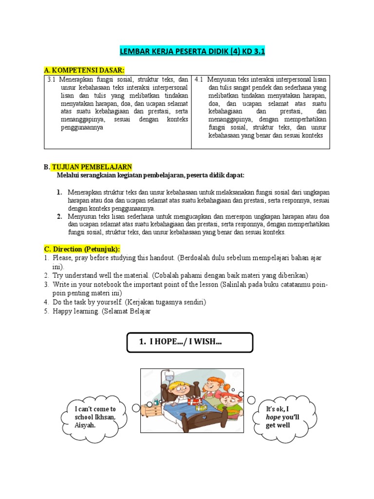 LKPD 3.1 2 Hope & Wish | PDF