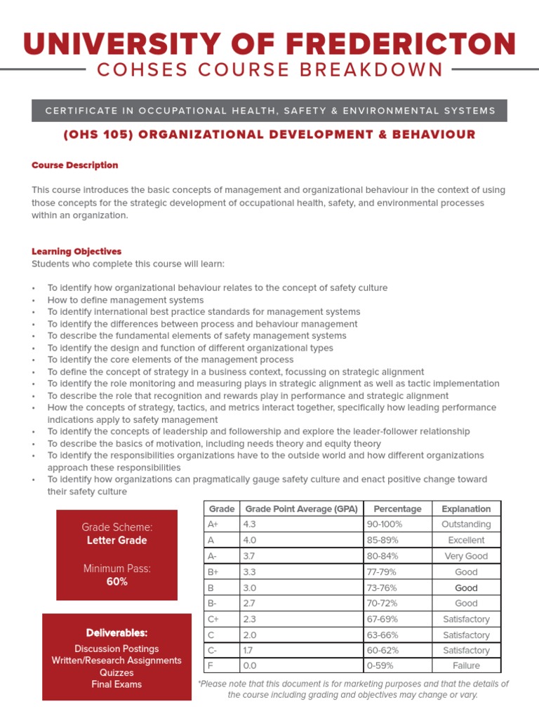 OHS 105 Course Overview and Grading | PDF | Organizational Behavior ...