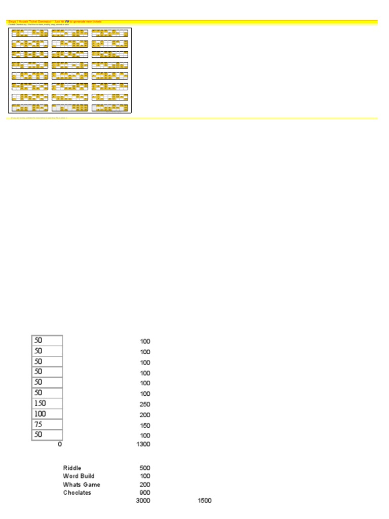 Bingo Housie Ticket Generator Excel Sheet | PDF | Gambling Games ...