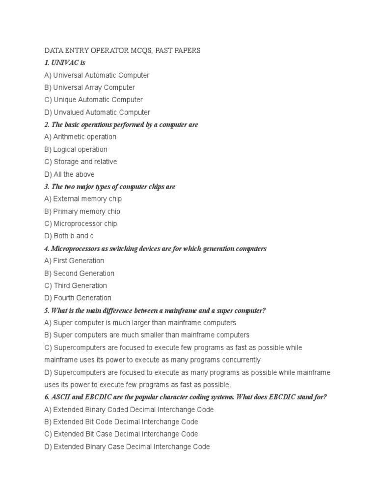 Data Entry Operator PPSC | PDF | Computer Data Storage | Central Processing Unit