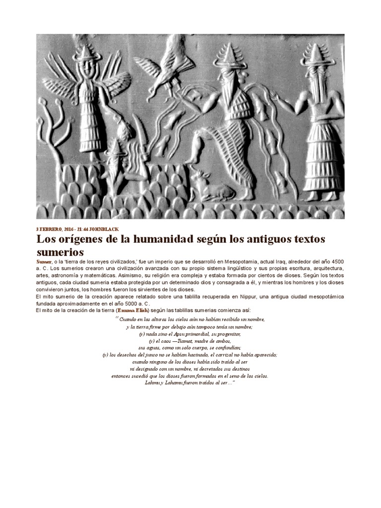 Los Origenes de La Humanidad Segun Textos Sumerios | PDF | Sumeria ...