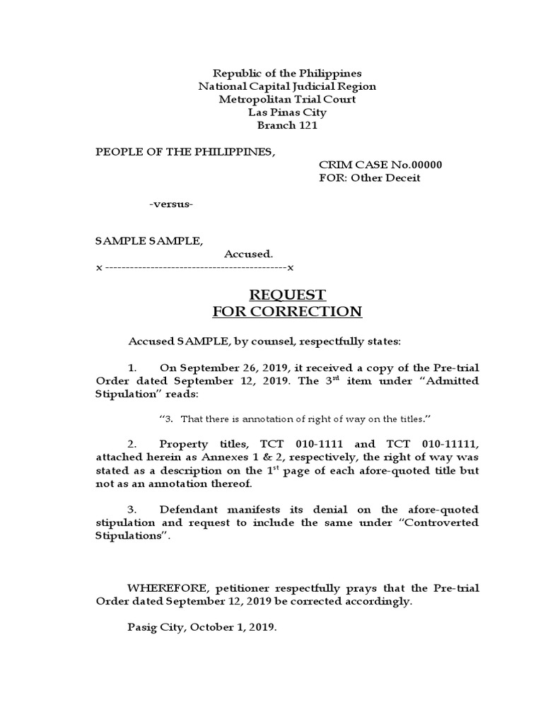 Request For Correction | PDF