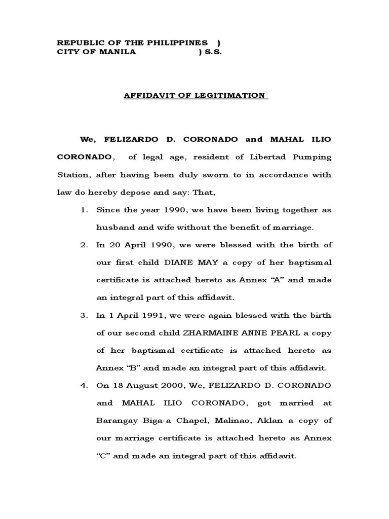 Affidavit of Legitimation | PDF