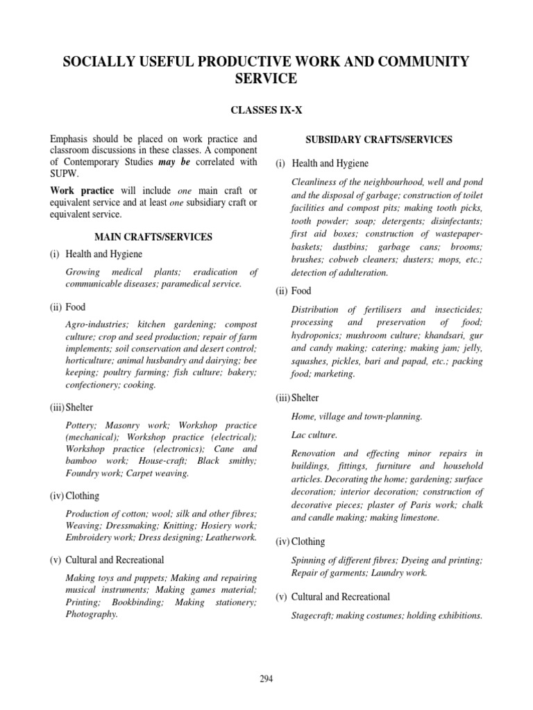 ICSE SUPW and Community Service | PDF | Family | Sustainability