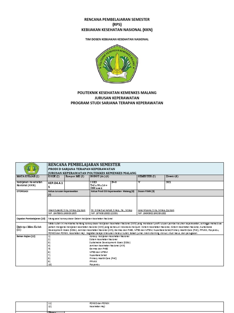 Draft RPS KKN SEMESTER GANJIL 2021-2022 STR | PDF