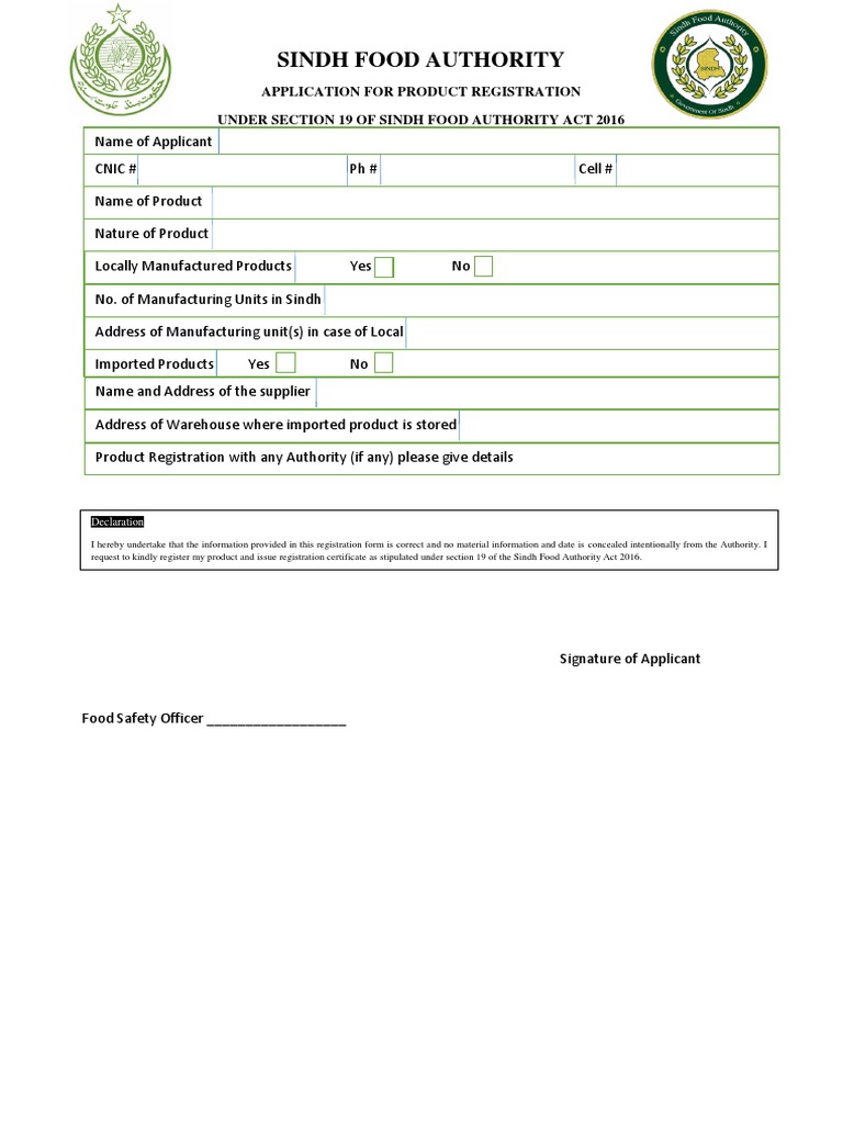Sindh Food Authority Product Registration | PDF | Specification ...