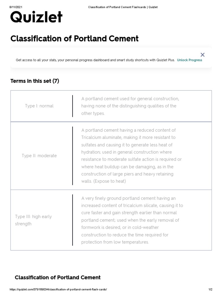 Portland Cement Types Explained | PDF | Concrete | Cement