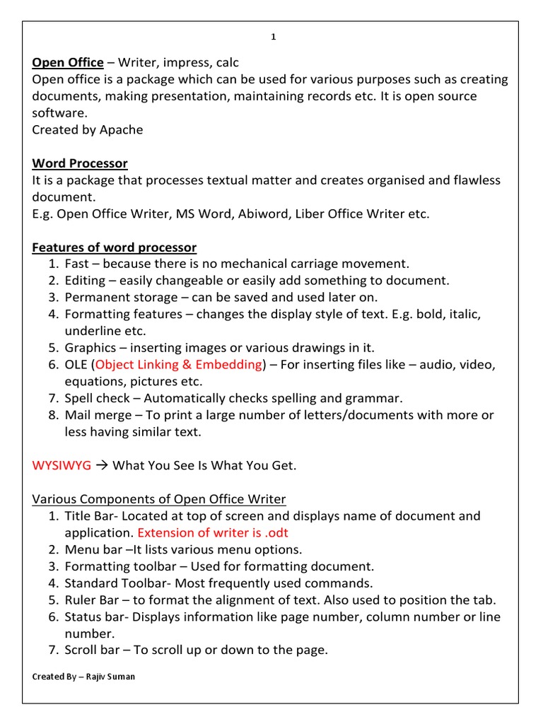 Open Office Writer | PDF | Paragraph | Control Key