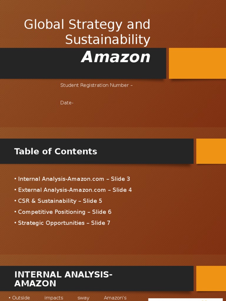 Global Strategy and Sustainability: Amazon | PDF | Corporate Social ...