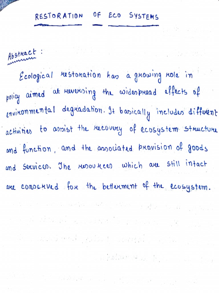 Restoration of Ecosystem. ..... Research Paper Iem | PDF | Systems ...