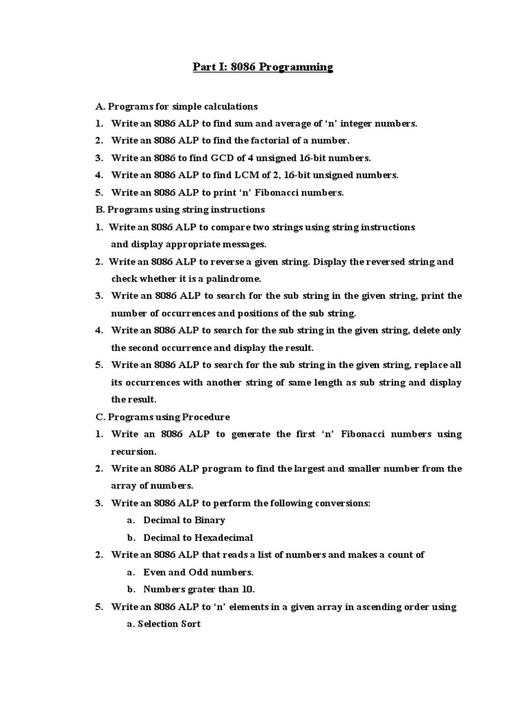 8086 Assembly Language Programs | PDF | Bios | String (Computer Science)