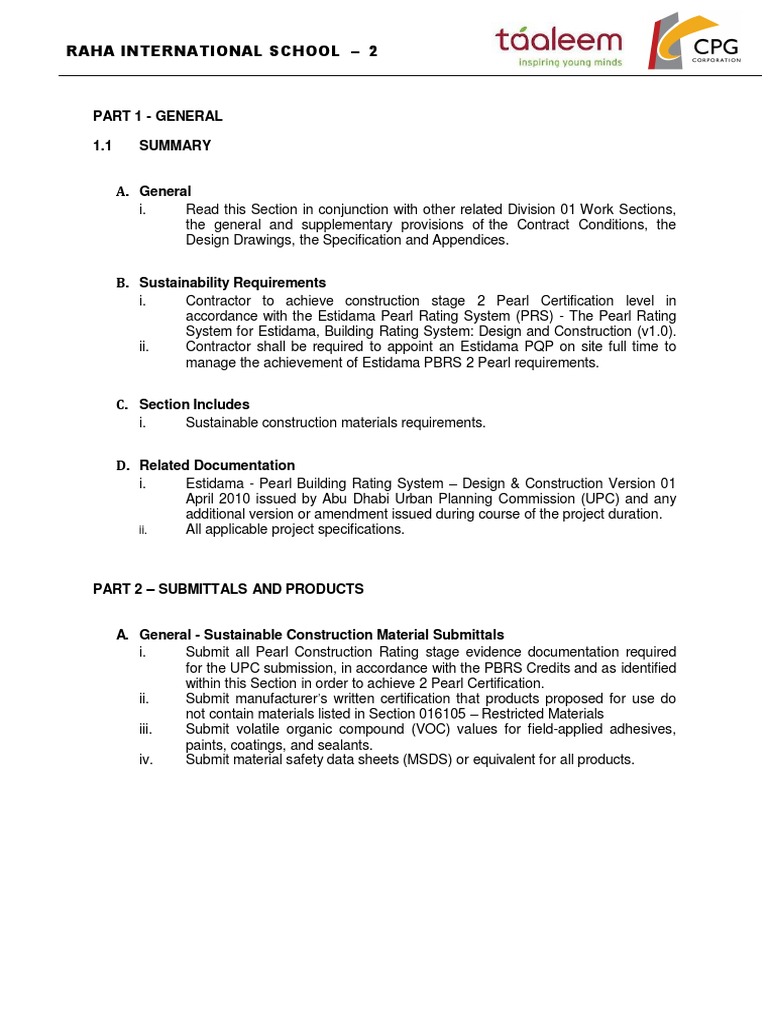 Estidama Sustainability Specification-Pearl 2 | PDF | Waste Management ...