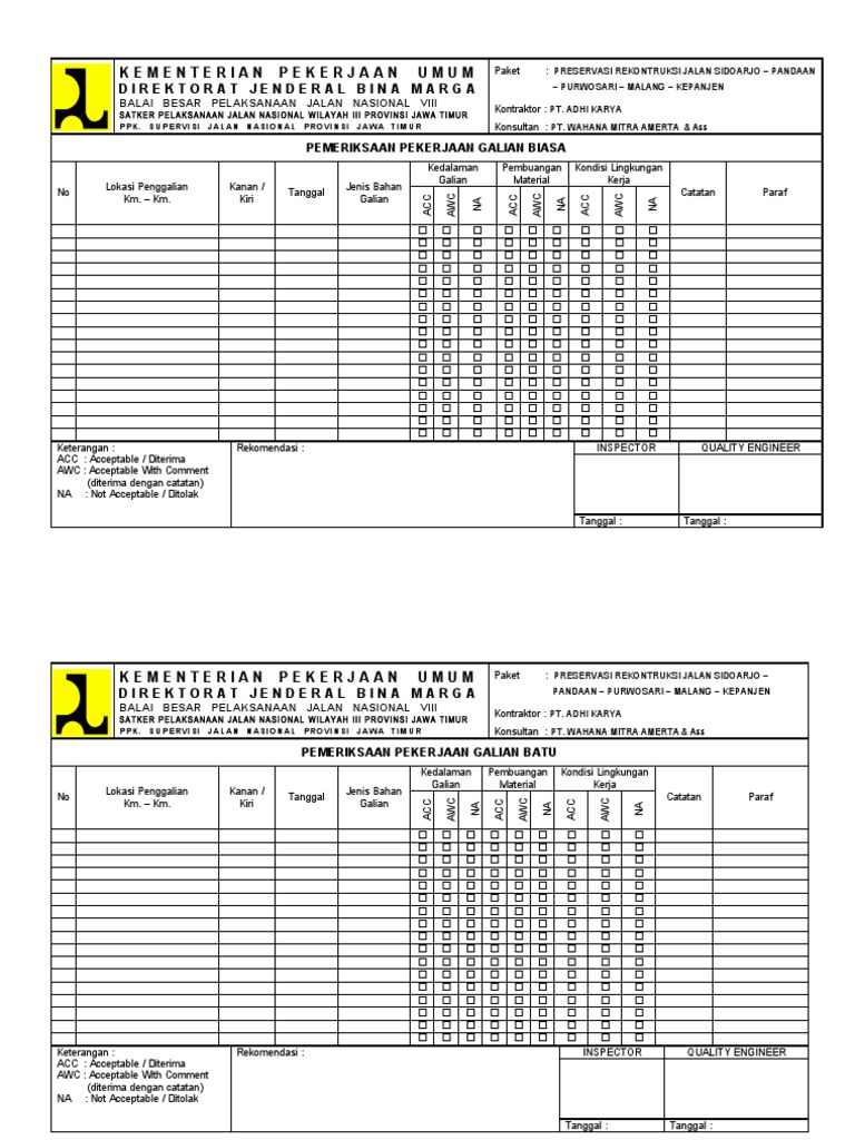 Daftar Simak Divisi. Iii Pekerjaan Tanah | PDF