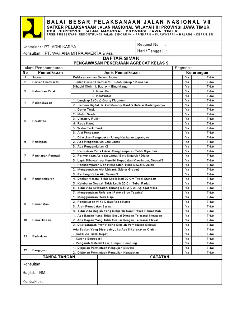 Daftar Simak Divisi Iv Pelebaran Perkerasan Pdf