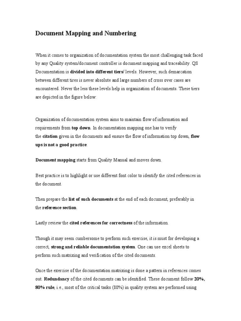 Document Mapping and Numbering: Ups Is Not A Good Practice. Document ...