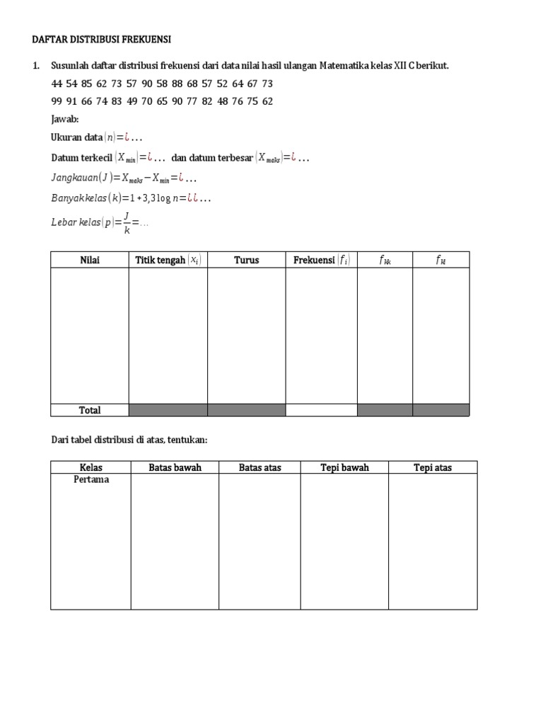 Tugas Daftar Distribusi Frekuensi | PDF | Metode & Bahan Ajar | Sains & Matematika