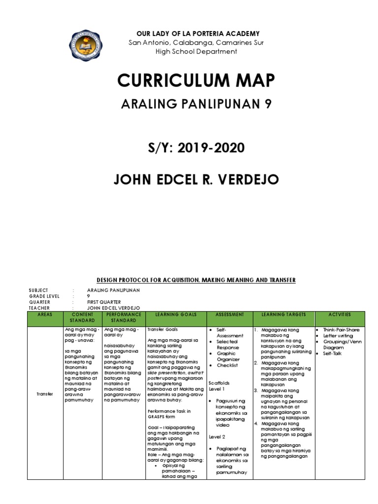 Curriculum Map Sample | PDF