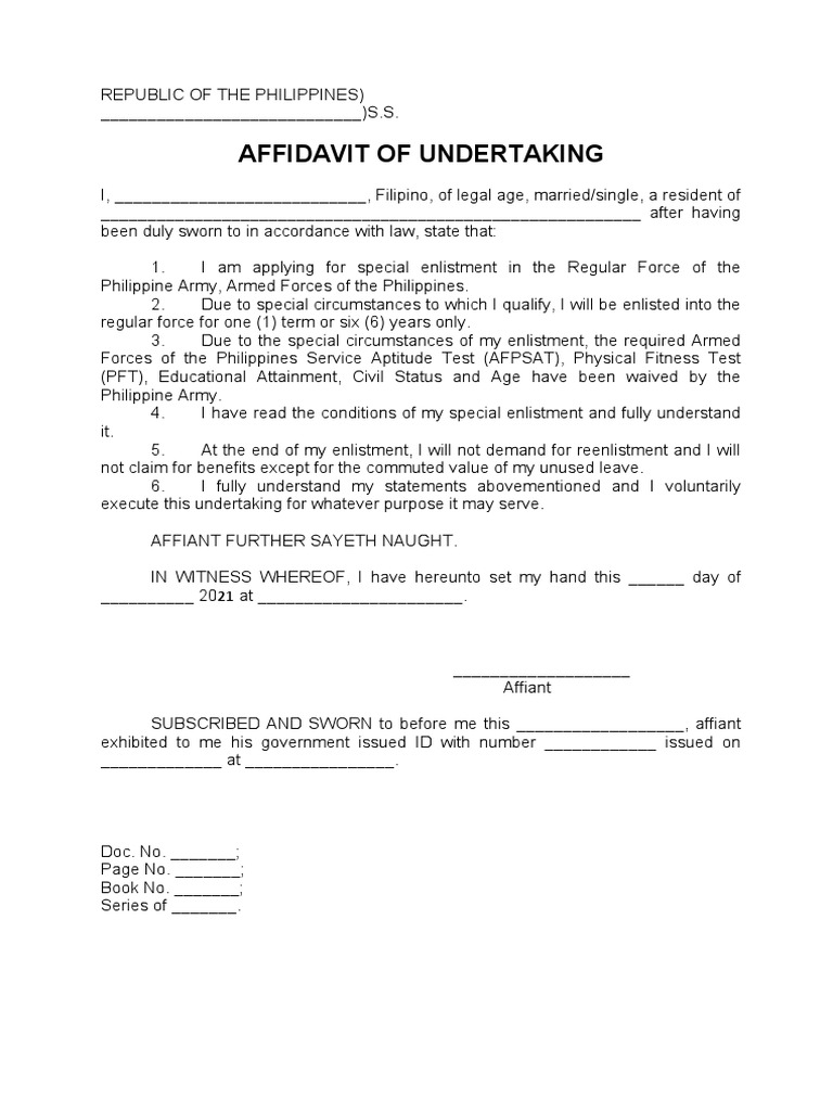 Undertaking Special Enlistment | PDF | Law