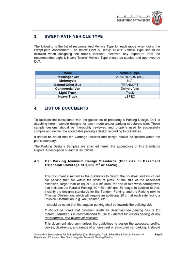 Abu Dhabi Parking Standards | PDF | Truck | Parking