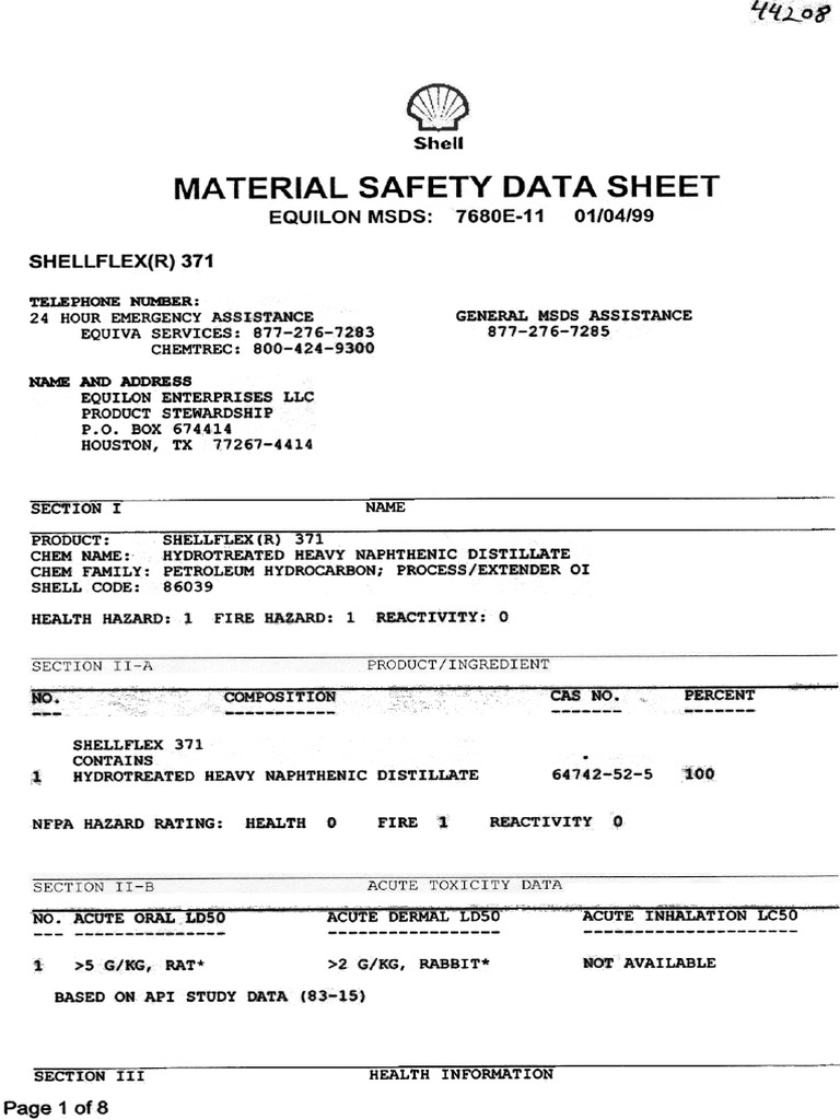 Shellflex MSDS | PDF