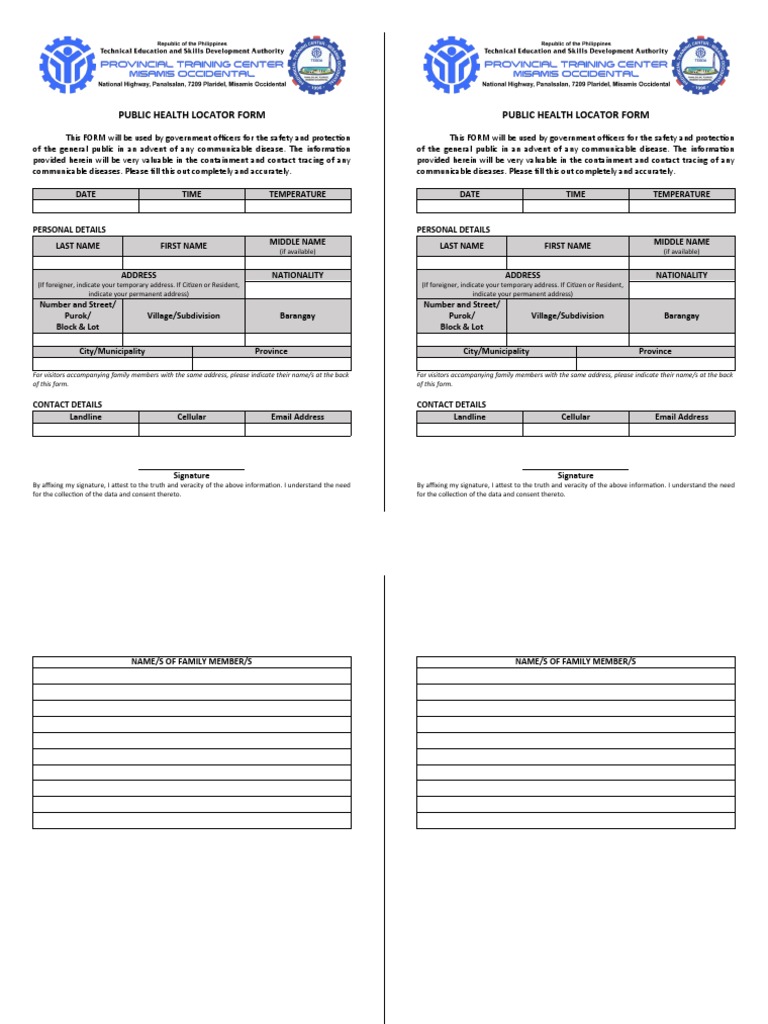 Public Health Locator Form | PDF | Health Sciences