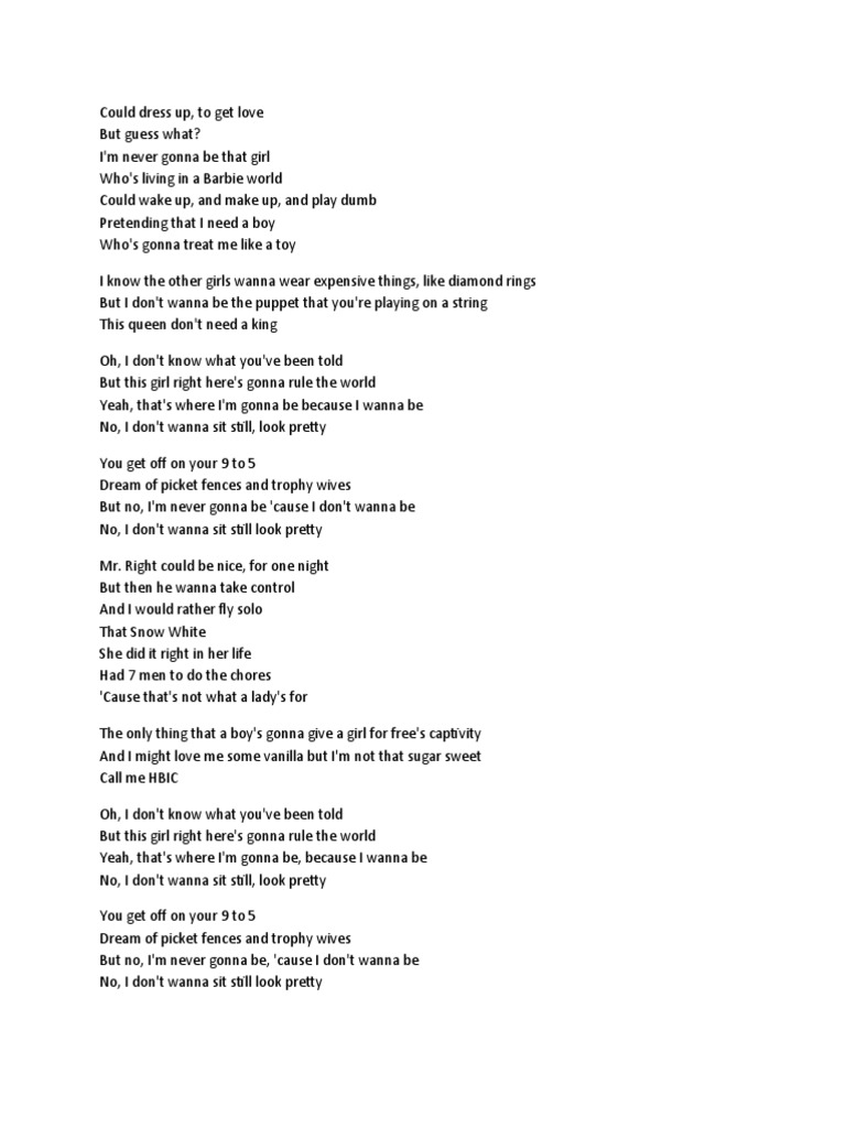Sit Still Look Pretty Daya Lyrics | PDF
