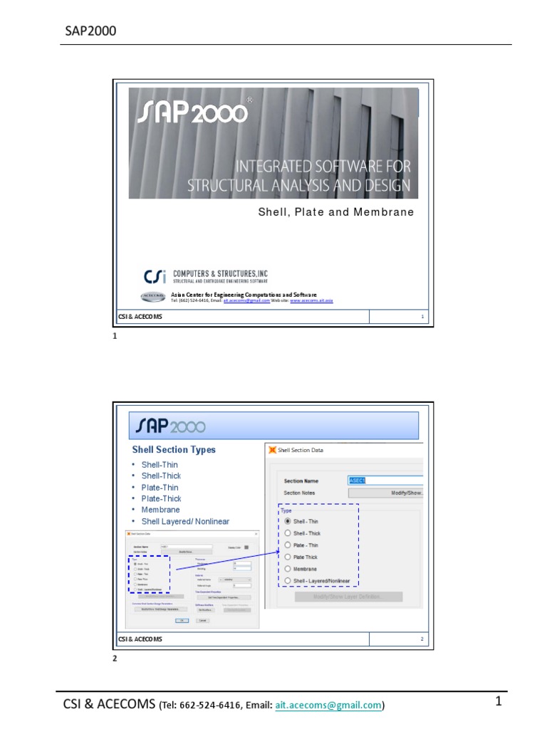 SAP2000 Presentation 200410 Shell, Plate & Membrane | PDF | Bending ...
