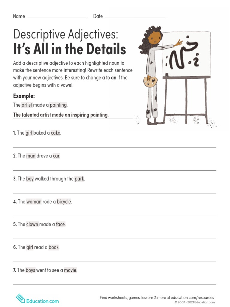 Descriptive Adjectives Third | PDF