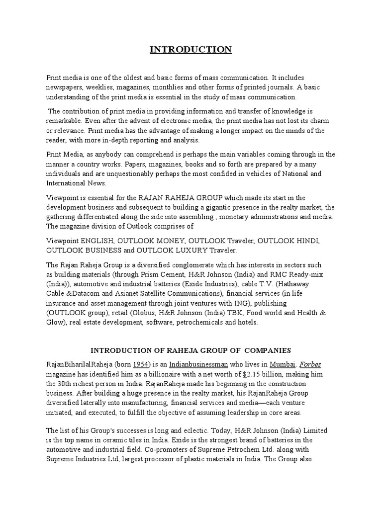 Introduction of Raheja Group of Companies | PDF | Mass Media | Economies