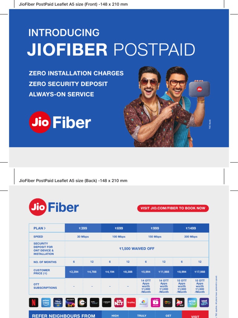 Leaflet JioFiber Postpaid-A5 | PDF | Telecommunications | Computing