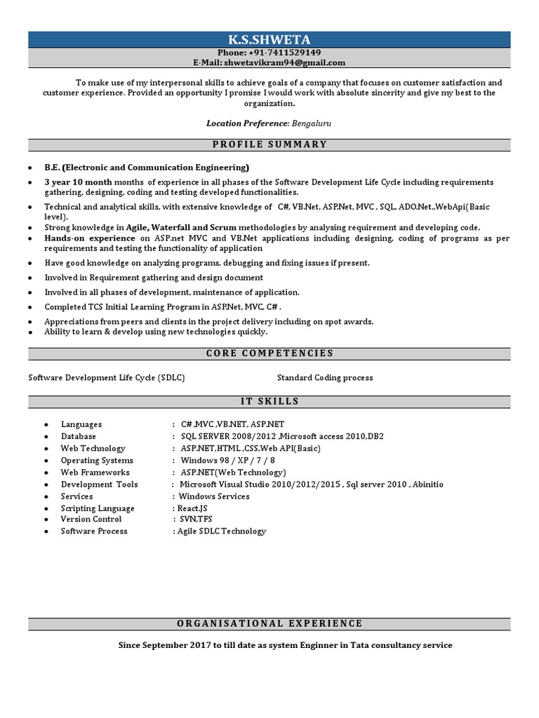 Shweta Bhat Resume | PDF | Software Development Process | Microsoft Access