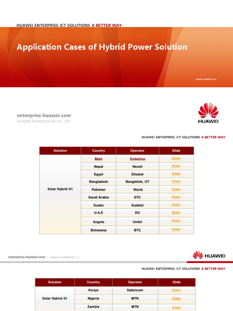 HUAWEI Hybrid Power Solution Success Cases | PDF | Solar Power ...