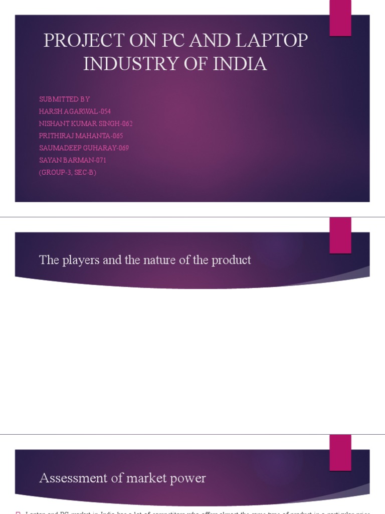 Project On PC and Laptop Industry of India | PDF | Pricing | Oligopoly
