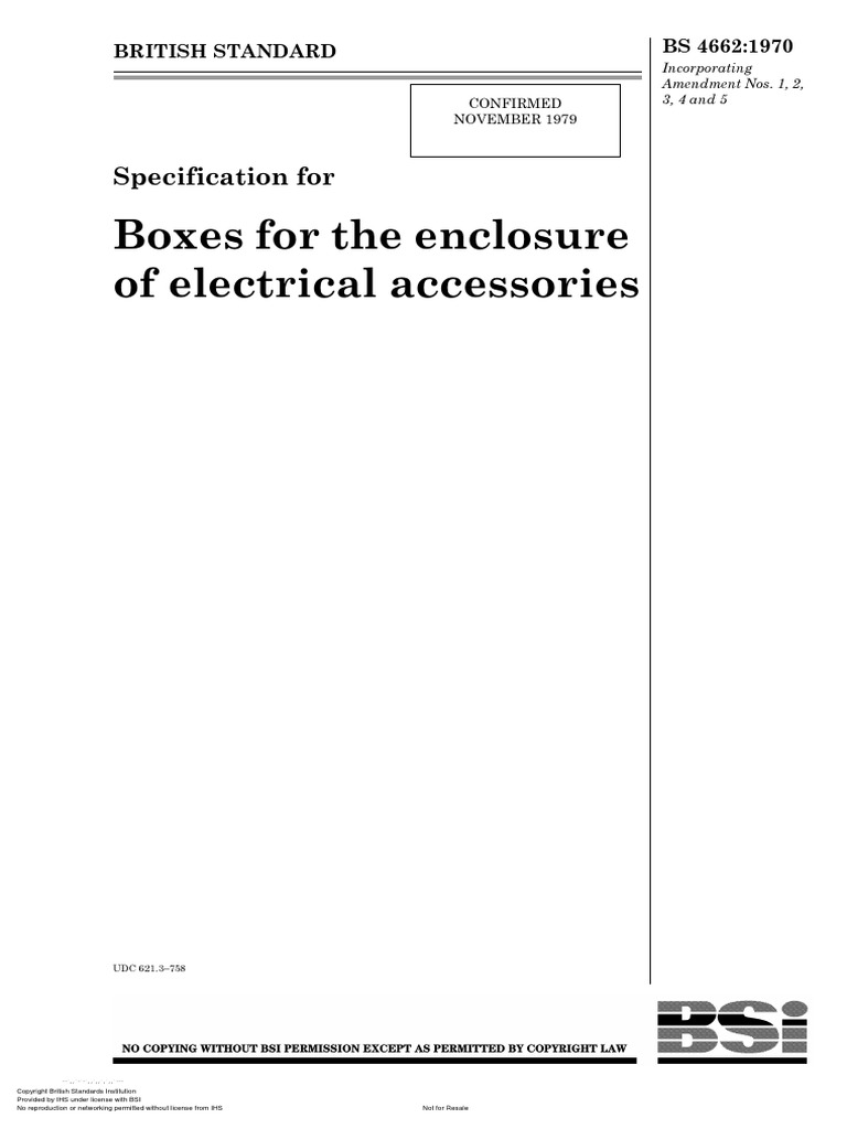 BS 4662 Boxes For The Enclosure of Electrical Accessories | PDF ...