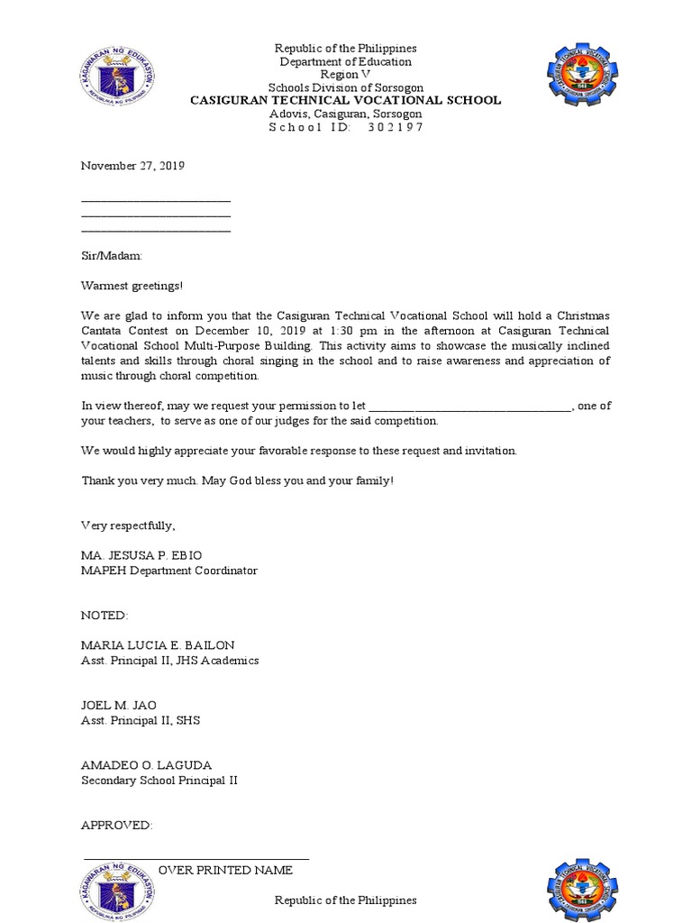 Communication Letter To Cantata Contest | PDF