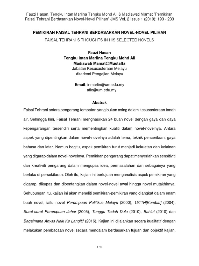 Kajian Karya Faisal Tehrani | PDF