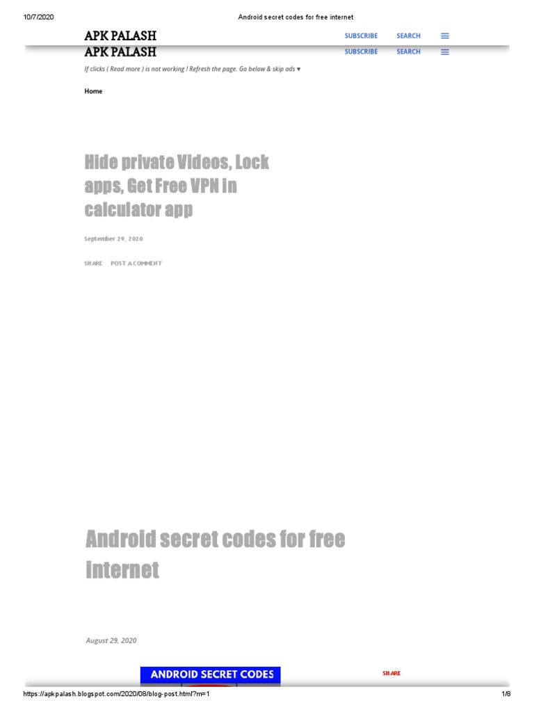Android Secret Codes For Free Internet | PDF | Android (Operating ...