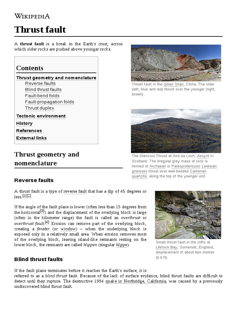 Thrust Fault: Thrust Geometry and Nomenclature | PDF | Geology ...