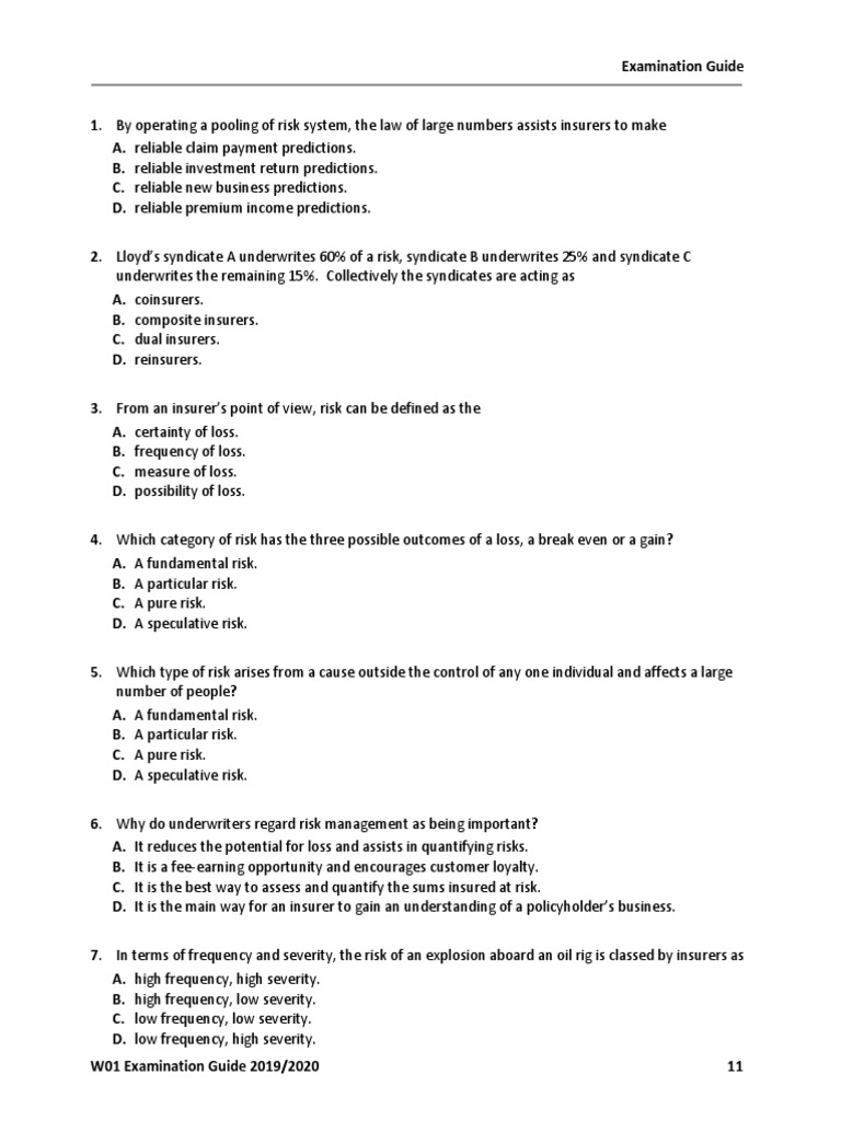 AGI Exam 5 With Answers - English | PDF | Insurance | Risk
