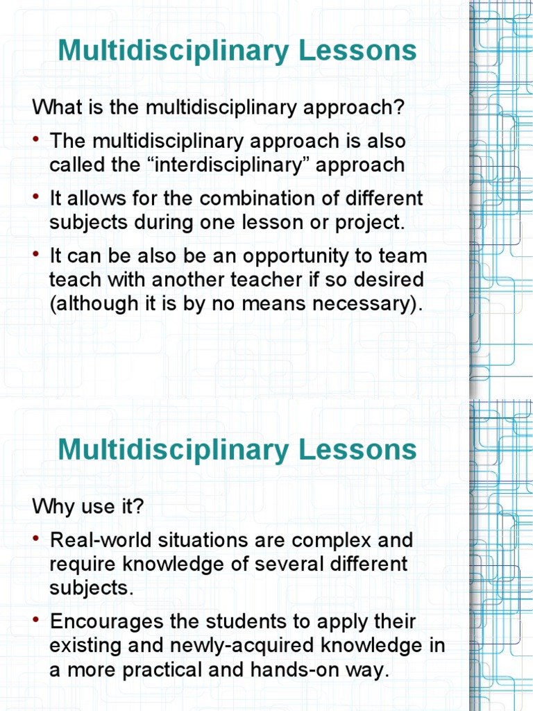 Multidisciplinary Lessons | PDF | Interdisciplinarity | Behavior ...
