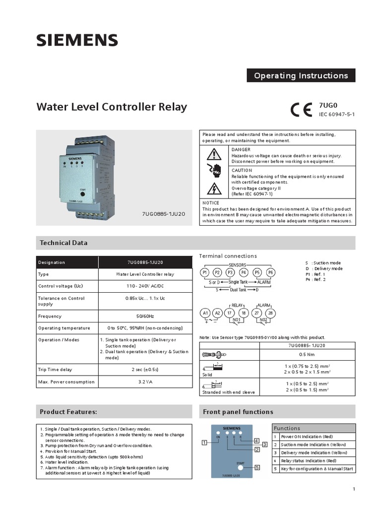 Water Level Controller Relay: Operating Instructions | PDF | Waste ...