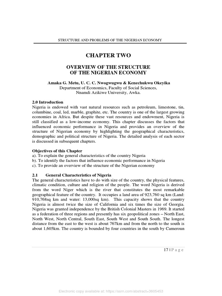 Chapter Two: Overview of The Structure of The Nigerian Economy | PDF ...