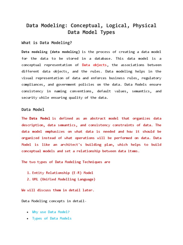 Data Modelling Conceptual, Logical, Physical Data Model Types | PDF | Data Model | Conceptual Model