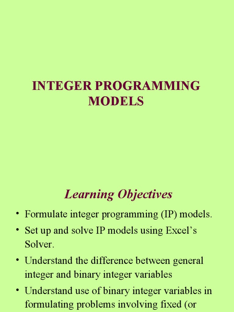 Ms Integer Programming Pdf Linear Programming Mathematical Optimization