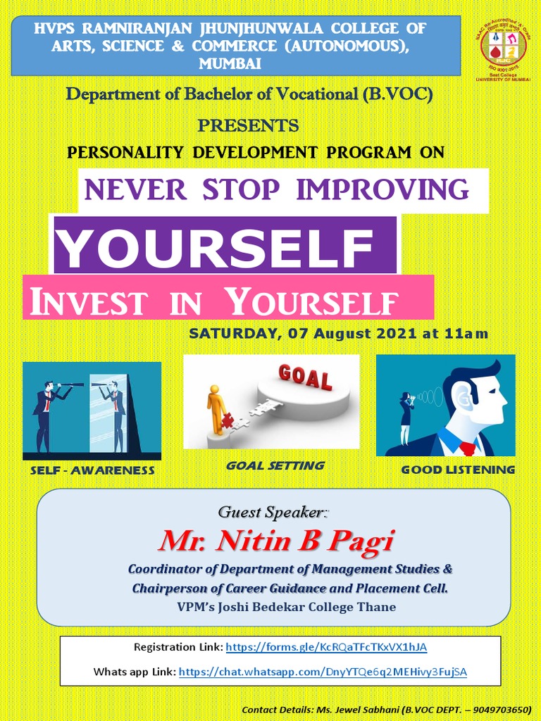 Never Stop Improving Yourself - Invest in Yourself | PDF